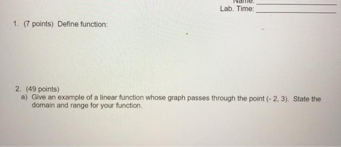 Solved Lab Time 1 7 Points Define Function 2 49