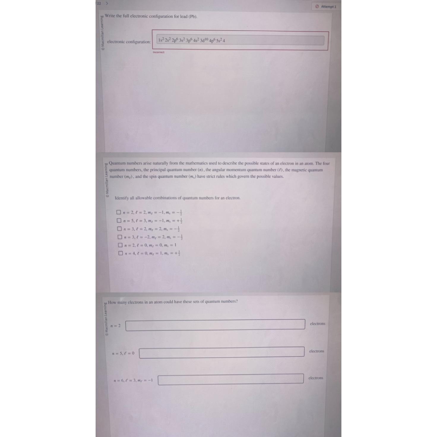 Solved 22>Attempt IWrite the full electronic configuration | Chegg.com