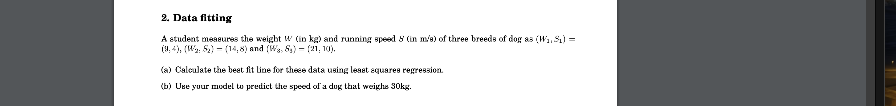 Solved Data fittingplease show alll work and double check | Chegg.com