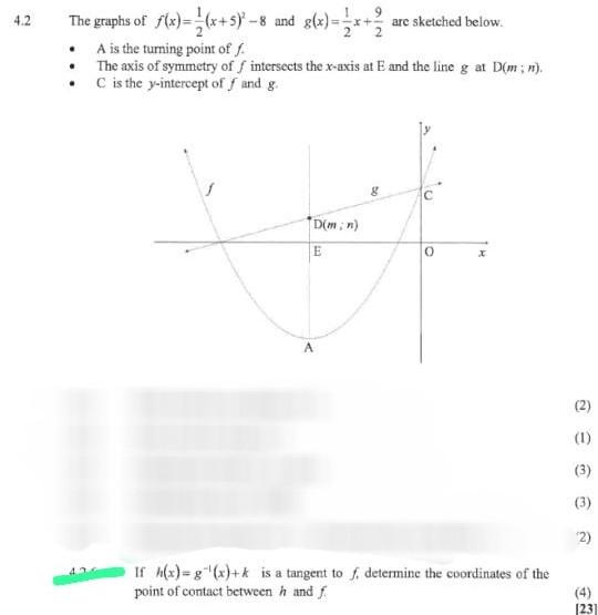 Solved 2 The graphs of f(x)=21(x+5)2−8 and g(x)=21x+29 are | Chegg.com