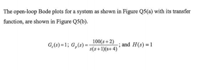 Solved The open-loop Bode plots for a system as shown in | Chegg.com