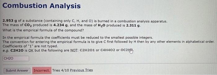 Solved Question 1: Combustion AnalysisQuestion 2: CHN | Chegg.com