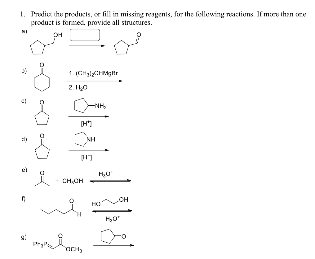 1. ﻿Predict the products, or fill in missing | Chegg.com