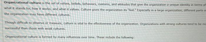 Solved Managers must first understand their organization's | Chegg.com