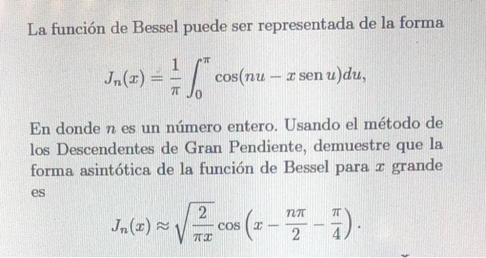 La función de Bessel puede ser representada de la | Chegg.com
