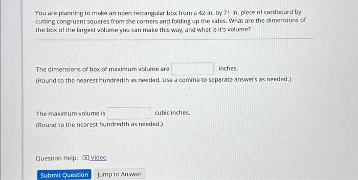 You are planning to make an open rectangular box from | Chegg.com