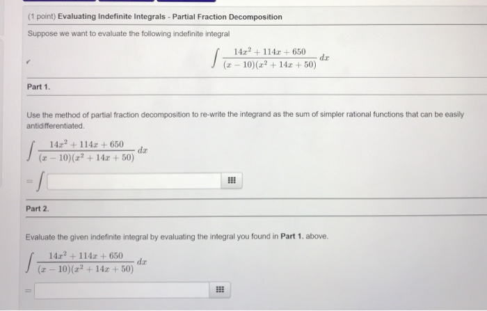 Solved 1 Point Evaluating Indefinite Integrals Partial