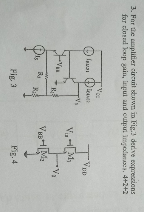 Solved For the amplifier circuit shown in Fig. 3 ﻿derive | Chegg.com
