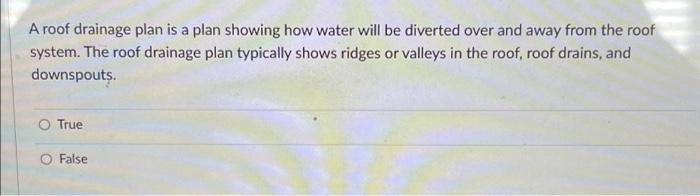 Solved A roof drainage plan is a plan showing how water will | Chegg.com