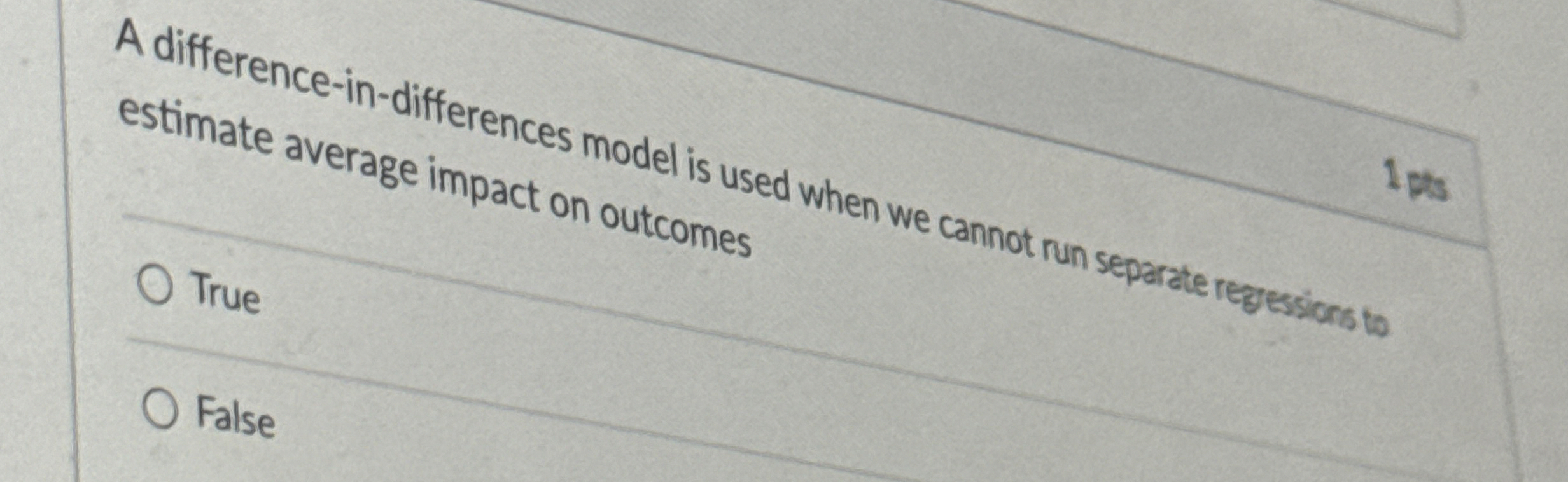 Solved A difference-in-differences model is used when we | Chegg.com