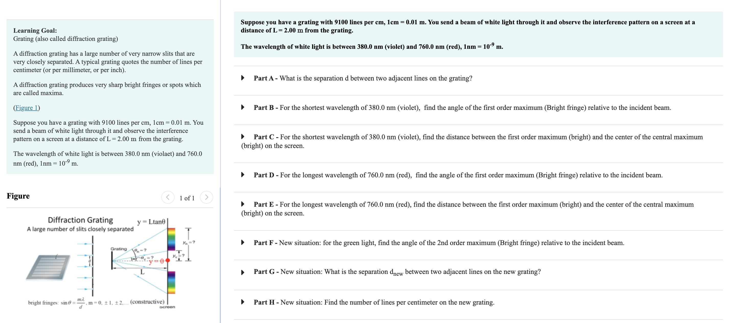 Solved A-H PLEASE!Learning Goal:Grating (also called | Chegg.com