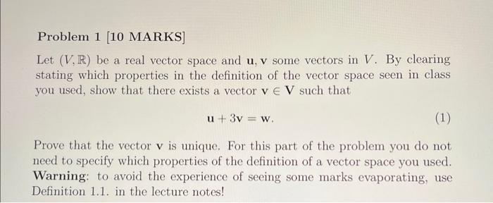 Solved Problem 1 [10 MARKS ] Let (V,R) be a real vector | Chegg.com