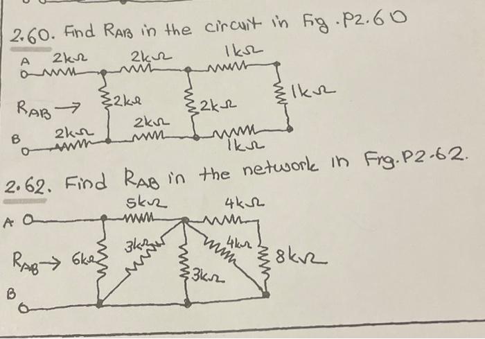 Solved 2.60. Find RAB in the circuit in Fig. P2.60 2.62. | Chegg.com