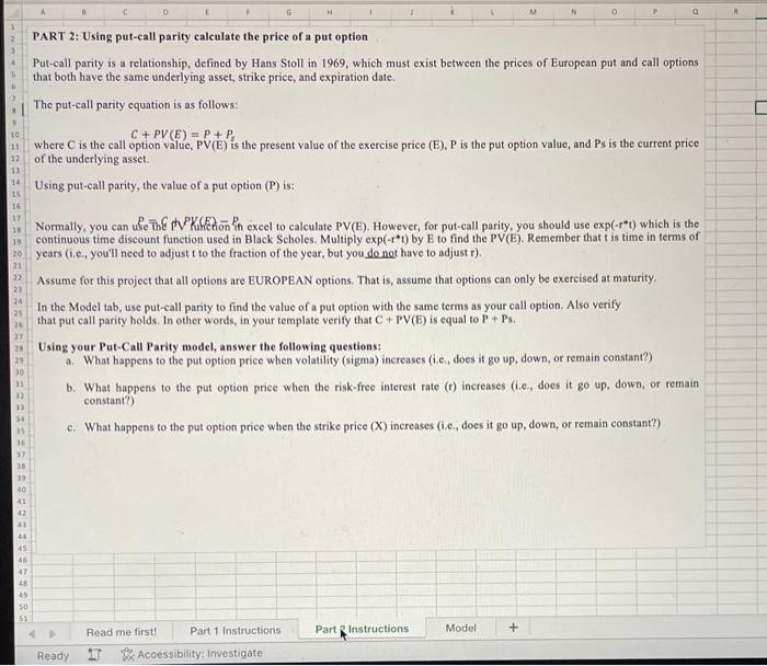 PART 1: Using Black-Scholes to calculate the value of | Chegg.com