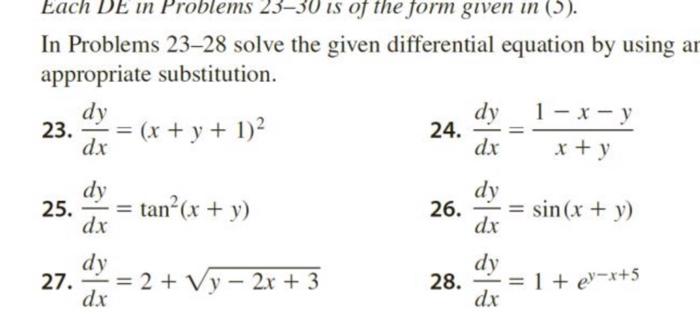 Solved In Problems 23-28 solve the given differential | Chegg.com