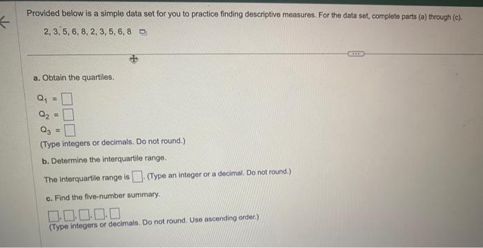 Solved Provided below is a simple data set for you to | Chegg.com