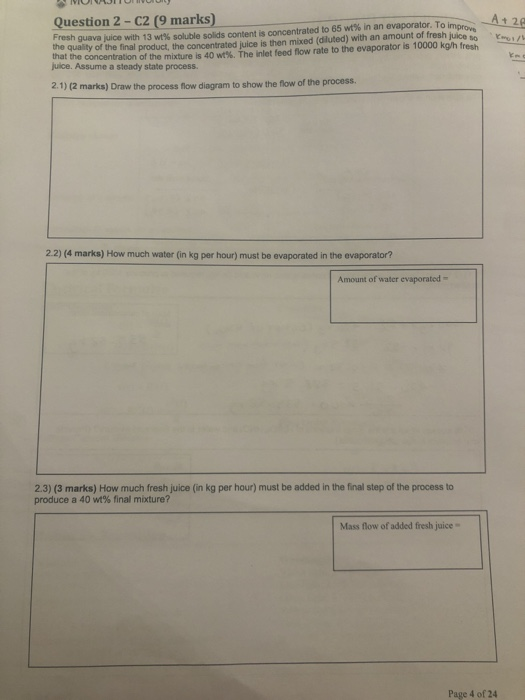 Solved A + 20 Question 2 - C2 (9 marks) Fresh guava juice | Chegg.com