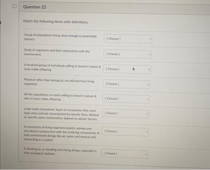 Solved Match the following terms with definitions. Group of | Chegg.com