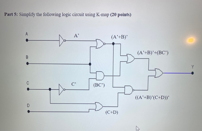 Solved Part 5: Simplify the following logic circuit using | Chegg.com