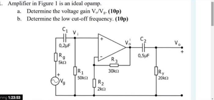 Solved Amplifier in Figure 1 is an ideal opamp. a. Determine | Chegg.com