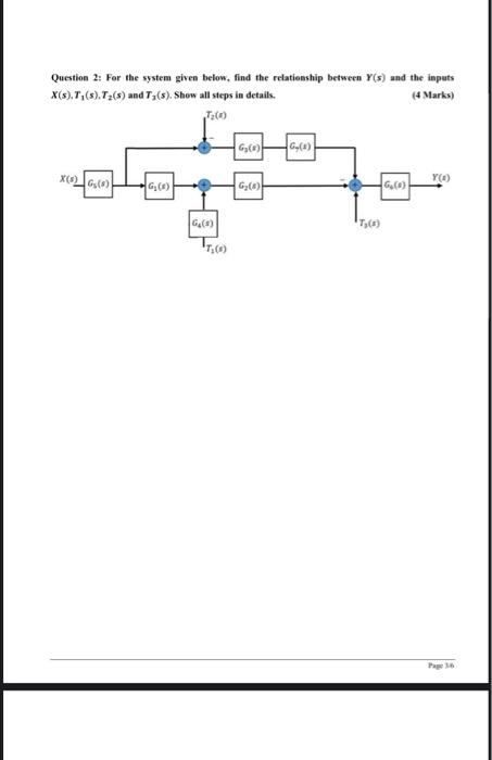 Solved Question 2 For The System Given Below Find The 