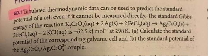 Solved PIU potential of a cell Tabulated thermodynamic data | Chegg.com