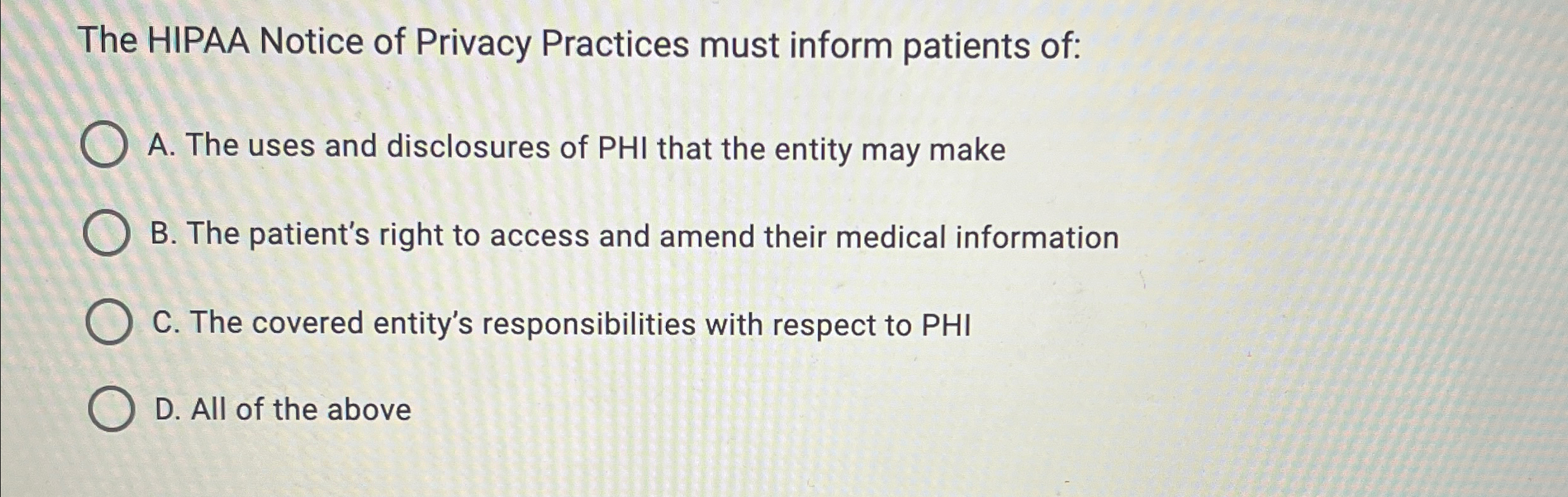Solved The HIPAA Notice of Privacy Practices must inform | Chegg.com