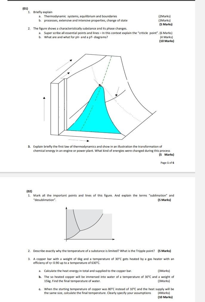 Solved (01) 1. Briefly explain a. Thermodynamic systems, | Chegg.com