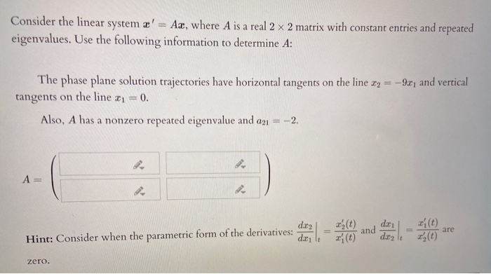 Solved Consider the linear system x' = Ax, where A is a real | Chegg.com