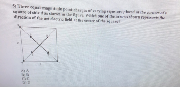 Solved 5) Three equal-magnitude point charges of varying | Chegg.com
