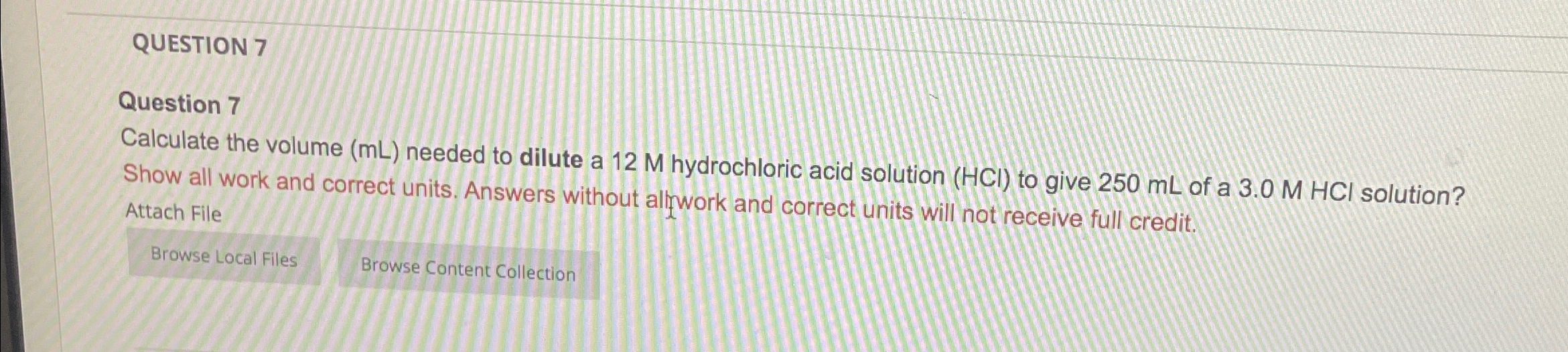 Solved QUESTION 7Question 7Calculate the volume (mL) ﻿needed | Chegg.com