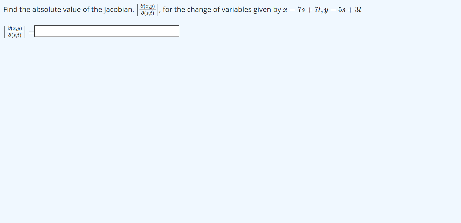 Solved by an EXPERT Find the absolute ﻿value of ﻿the Jacobian, | Chegg.com