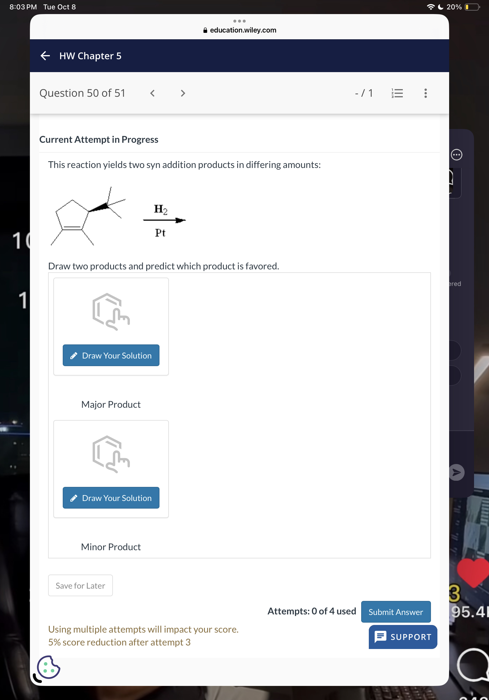 Solved This reaction yields two syn addition products in | Chegg.com