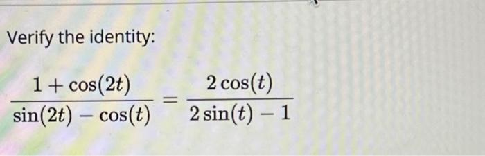 Solved Verify the identity: | Chegg.com