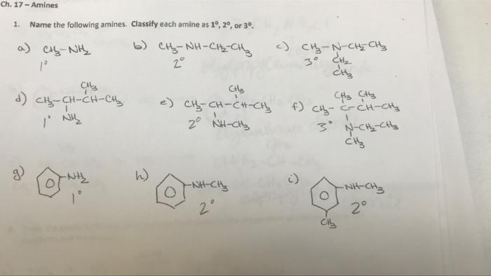 Solved Ch. 17-Amines 30 dhe 1. Name the following amines. | Chegg.com