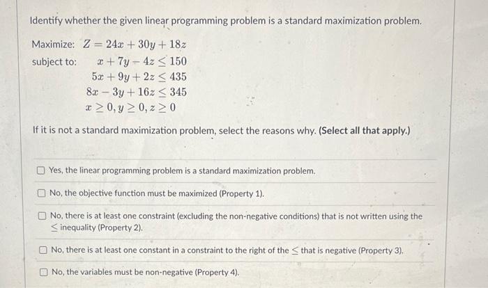Solved Identify Whether The Given Linear Programming Problem 2021