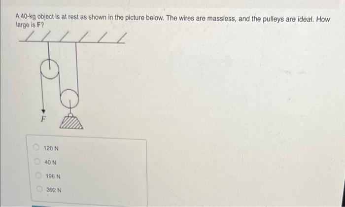 Solved A 40-kg object is at rest as shown in the picture | Chegg.com