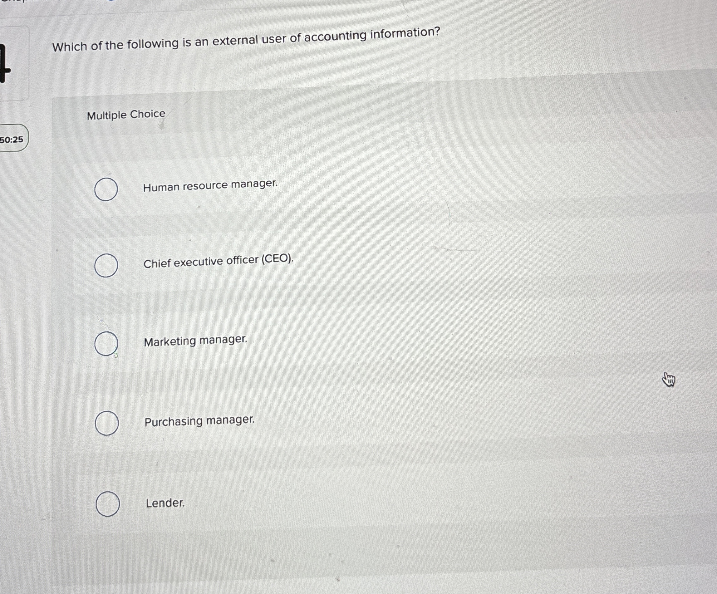 Solved Which of the following is an external user of | Chegg.com