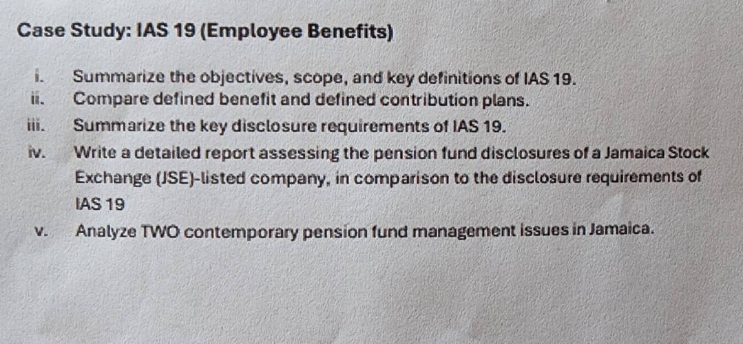 Solved Case Study: IAS 19 (Employee Benefits)i. ﻿Summarize | Chegg.com