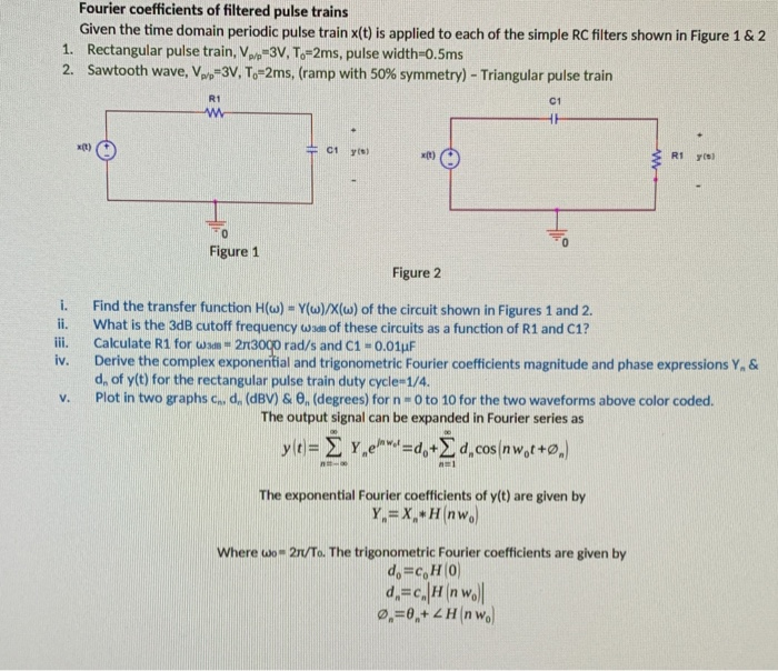 Solved Fourier coefficients of filtered pulse trains Given | Chegg.com