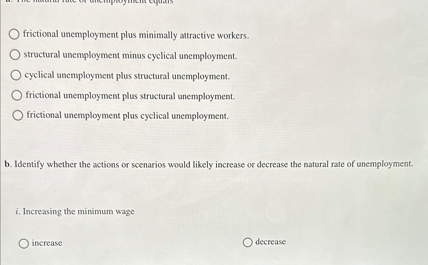 Solved frictional unemployment plus minimally attractive | Chegg.com