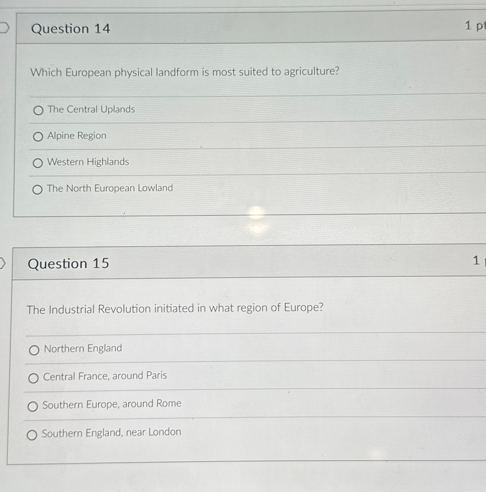 Solved Question 14\\nWhich European physical landform is | Chegg.com