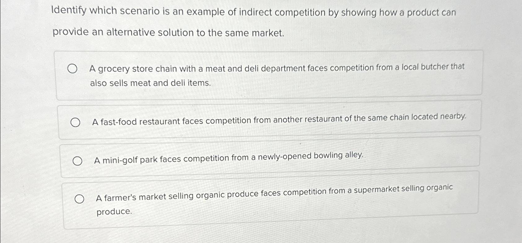 Solved Identify which scenario is an example of indirect | Chegg.com