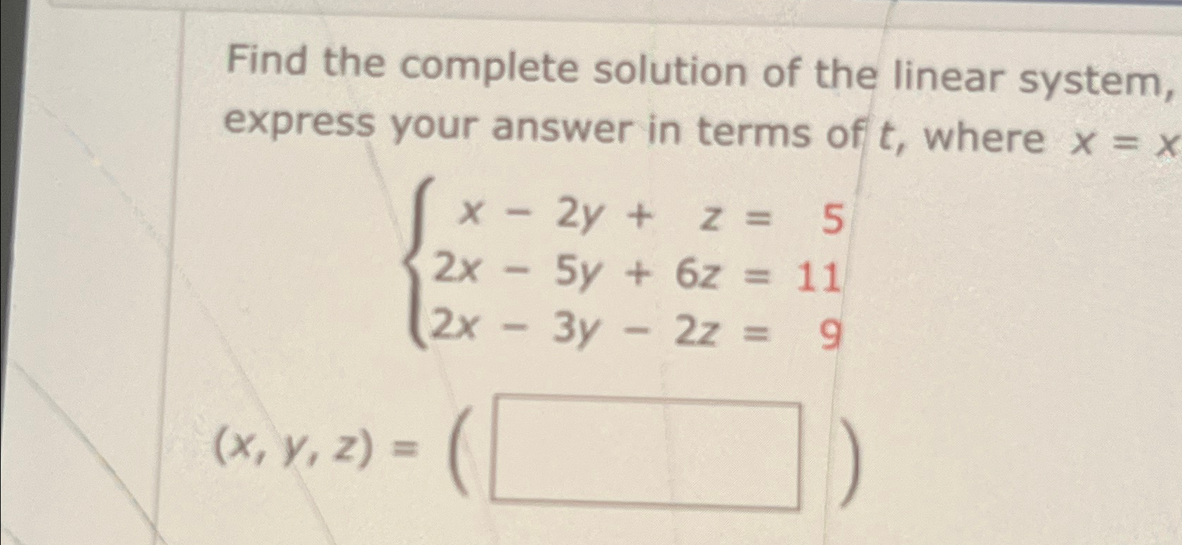 Find the complete solution of the linear system, | Chegg.com