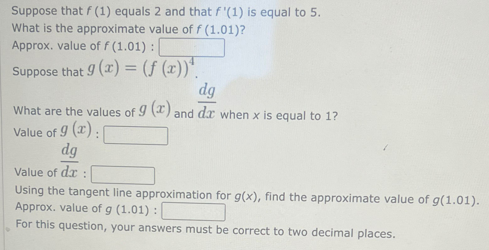 Solved Suppose that f(1) ﻿equals 2 ﻿and that f'(1) ﻿is equal | Chegg.com