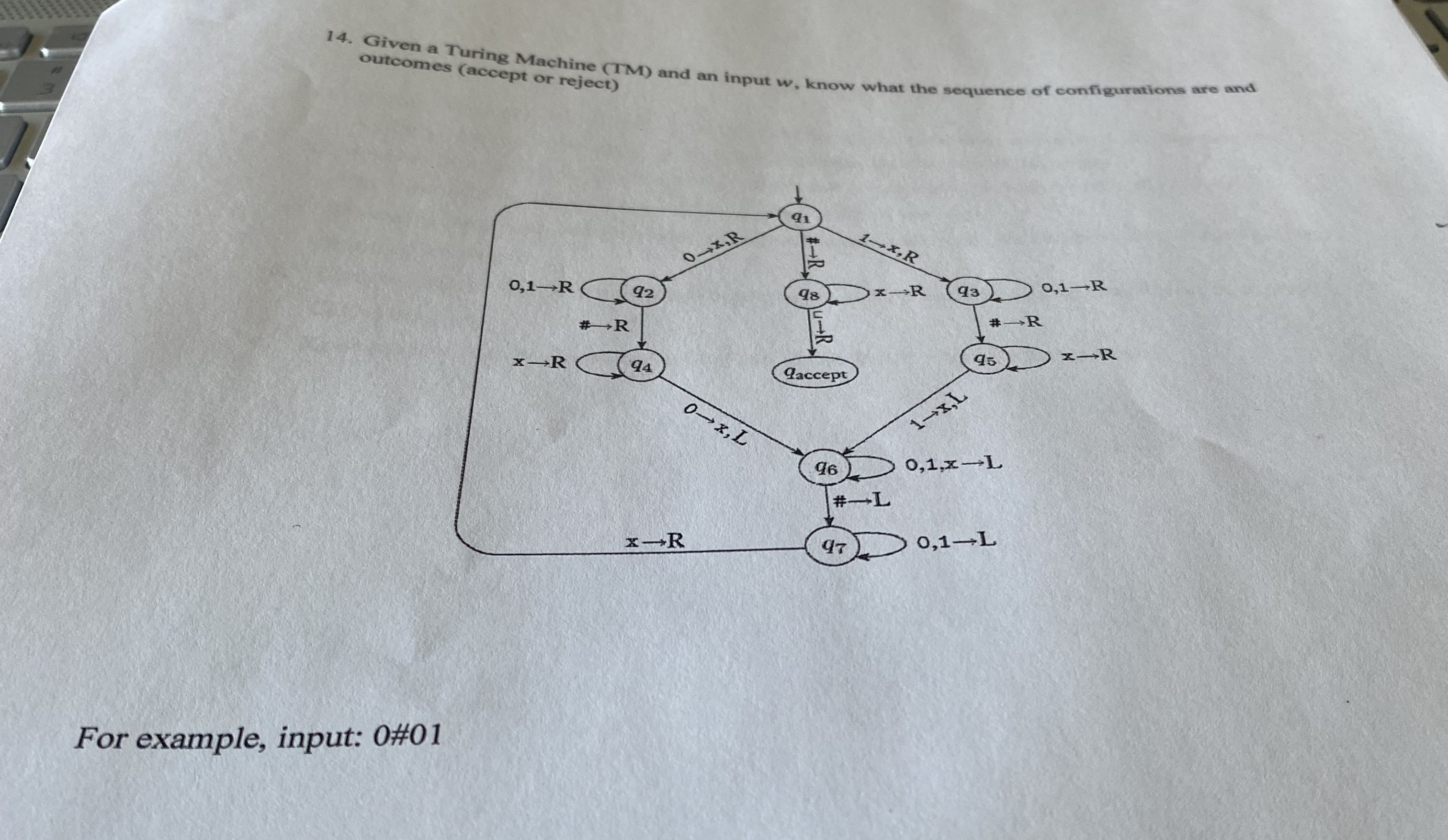 Given a Turing Machine (TM) ﻿and an input w, ﻿know | Chegg.com