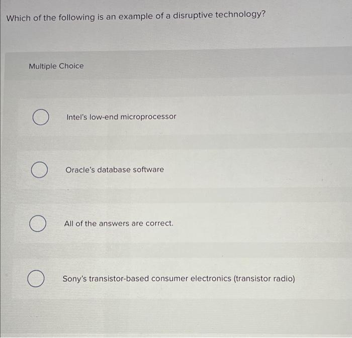 Solved Which of the following is an example of a disruptive | Chegg.com