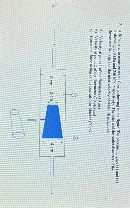 Solved As 2. A flowmeter to measure water flow is showing in | Chegg.com