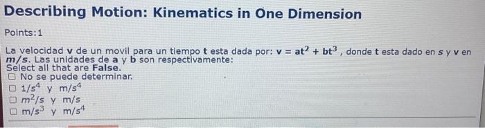 Solved Describing Motion: Kinematics in One Dimension | Chegg.com