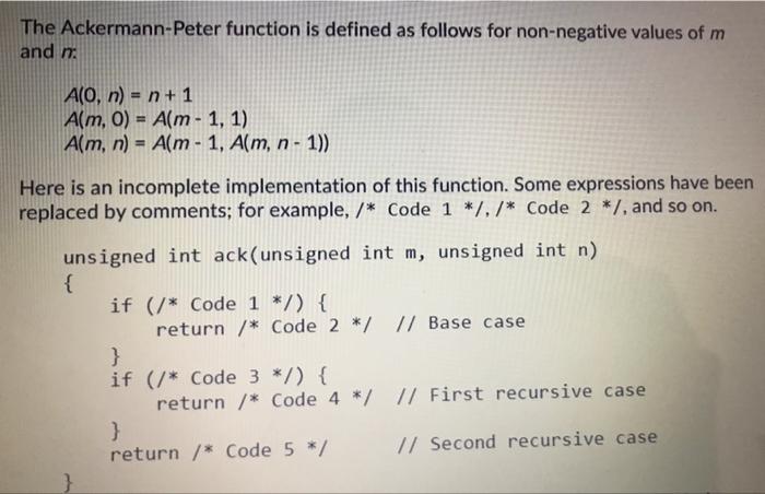 Solved The Ackermann-Peter function is defined as follows | Chegg.com